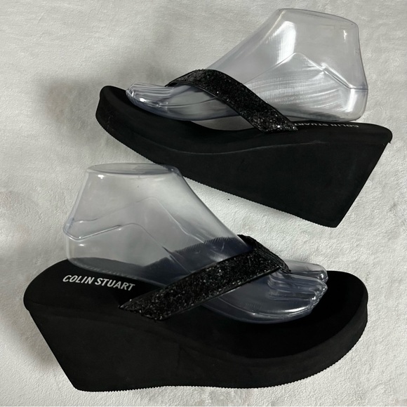 Colin Stuart | Shoes | Colin Stuart Black Sparkle Thong Flip Flop ...